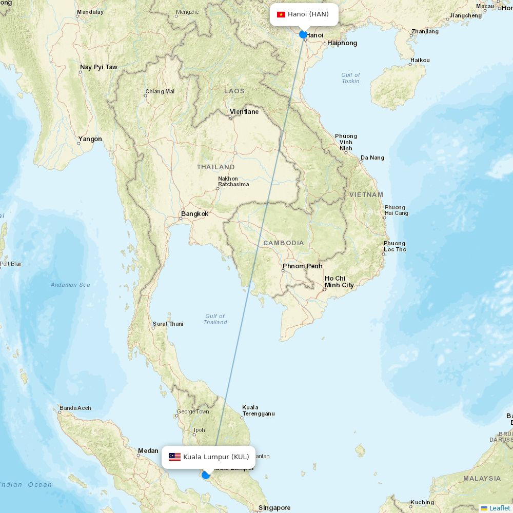 Batik Air Malaysia airline routes (OD) 2025, map - Flight Routes