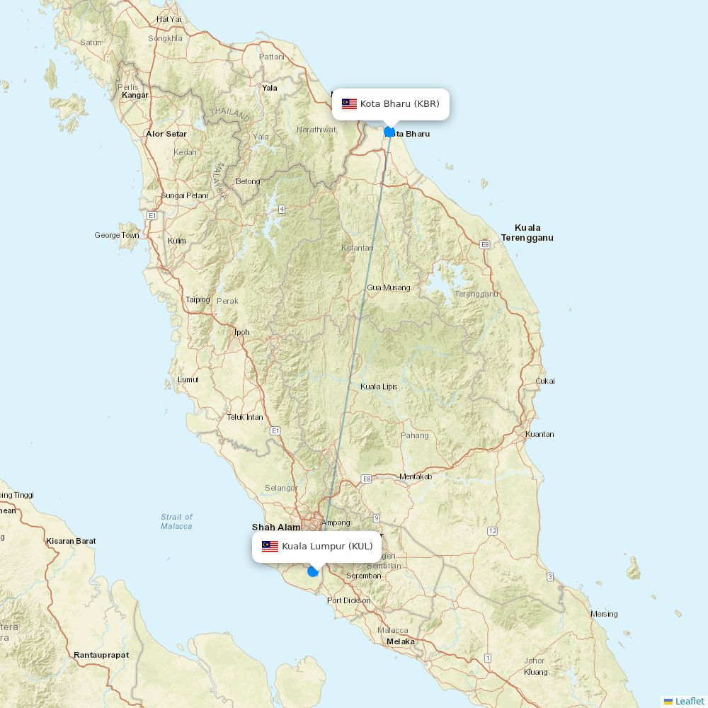 Batik Air Malaysia airline routes (OD) 2025, map - Flight Routes