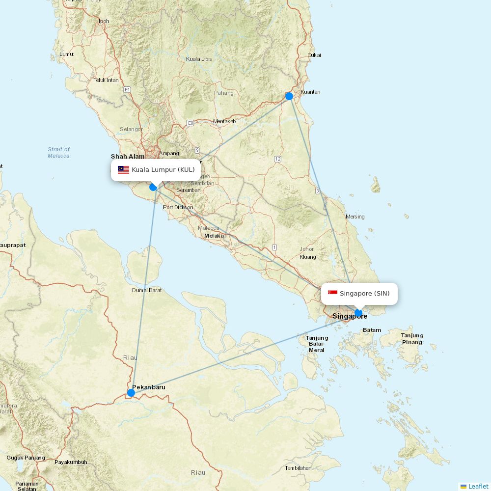 Batik Air Malaysia airline routes (OD) 2026, map - Flight Routes