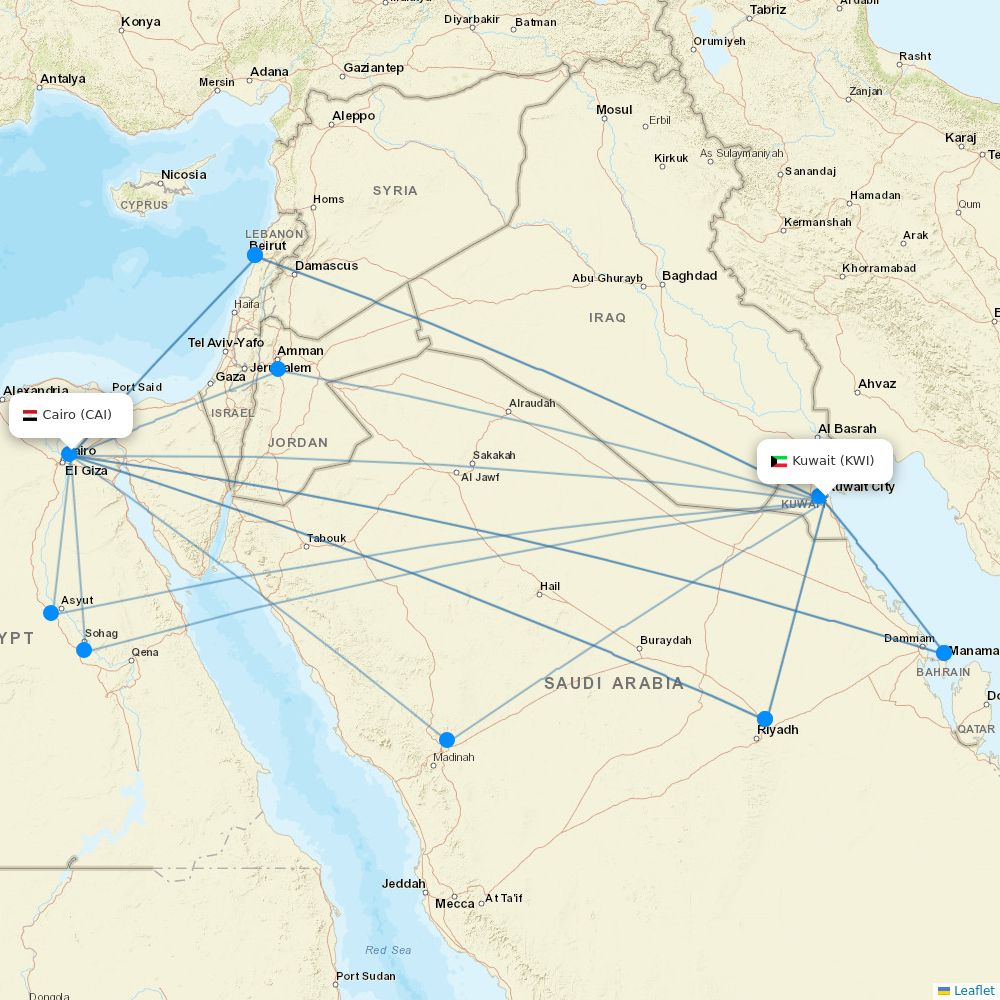 EgyptAir airline routes (MS) 2026, map - Flight Routes