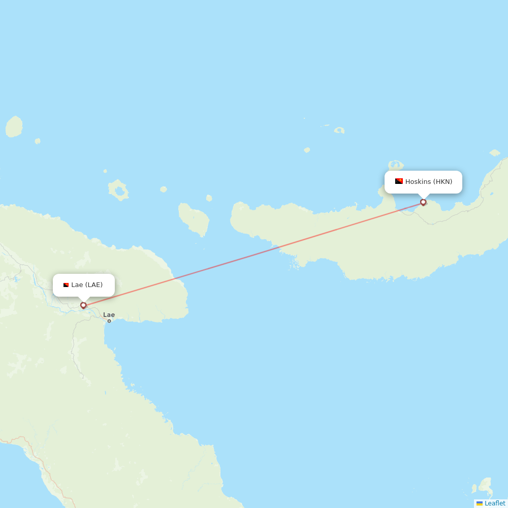 PNG Air airline routes (CG) 2025, map - Flight Routes