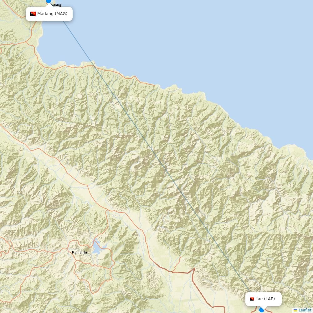 PNG Air airline routes (CG) 2026, map - Flight Routes