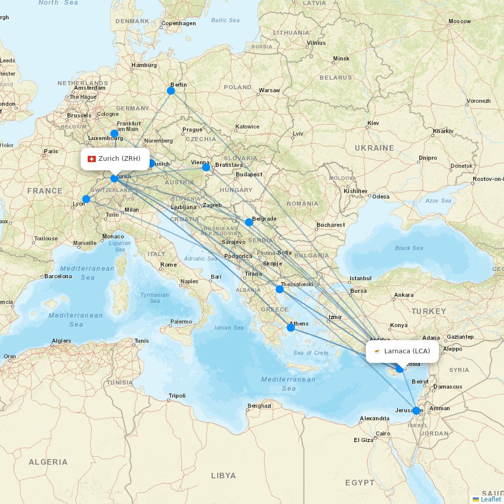 Edelweiss Air airline routes (WK) 2026, map - Flight Routes