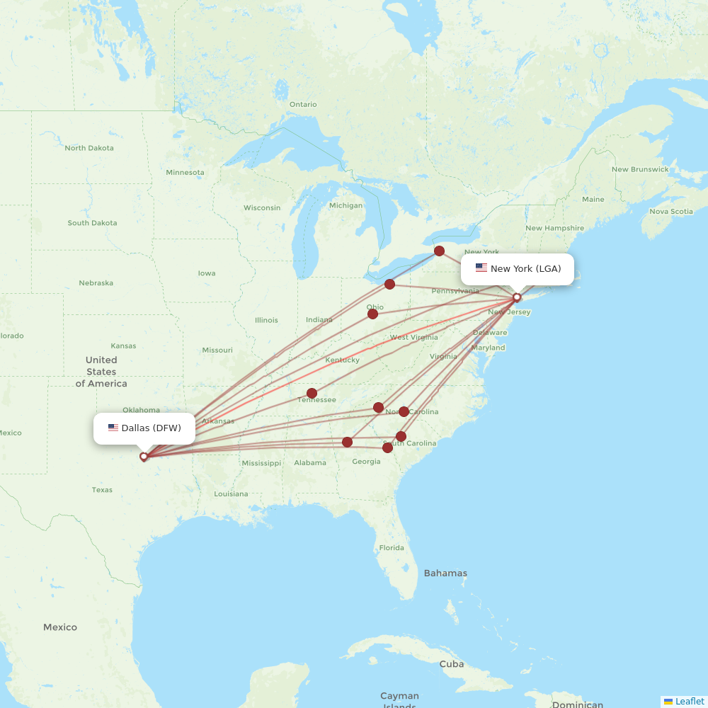 American Airlines routes 2025 – map with all flights - Flight Routes