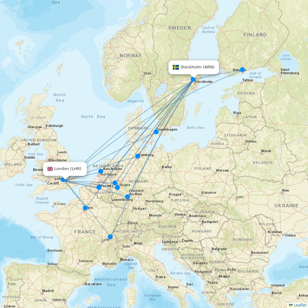 SAS routes 2025 – interactive map with all flights - Flight Routes