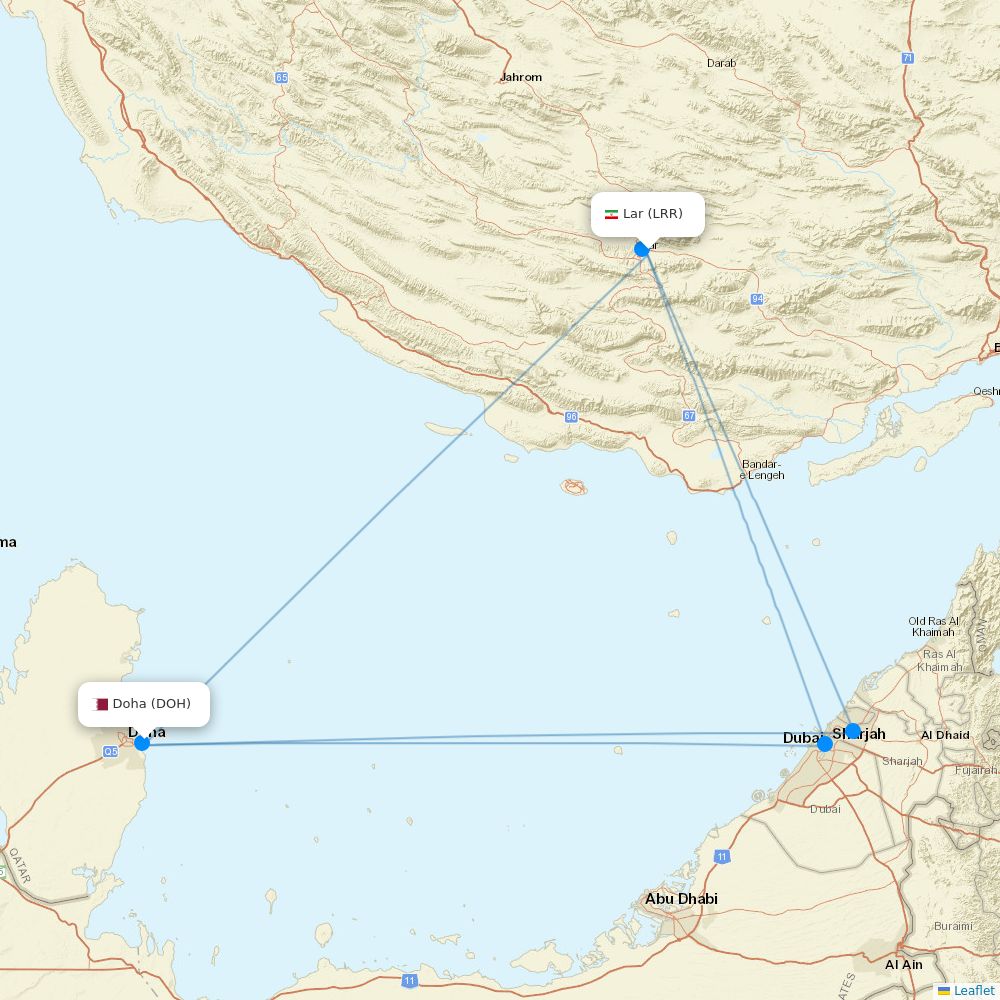 Iran Air airline routes (IR) 2025, map - Flight Routes