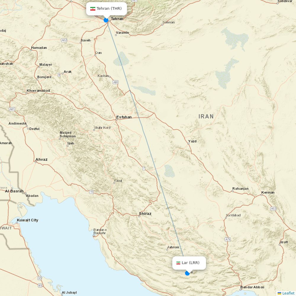 Iran Air airline routes (IR) 2026, map - Flight Routes