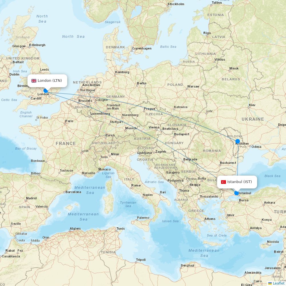 Wizz Air UK airline routes (W9) 2025, map - Flight Routes