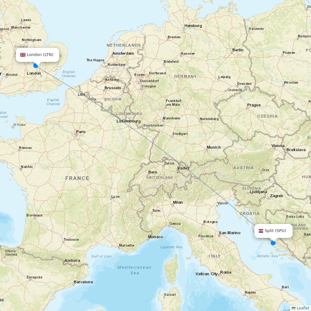 Wizz Air UK airline routes (W9) 2025, map - Flight Routes