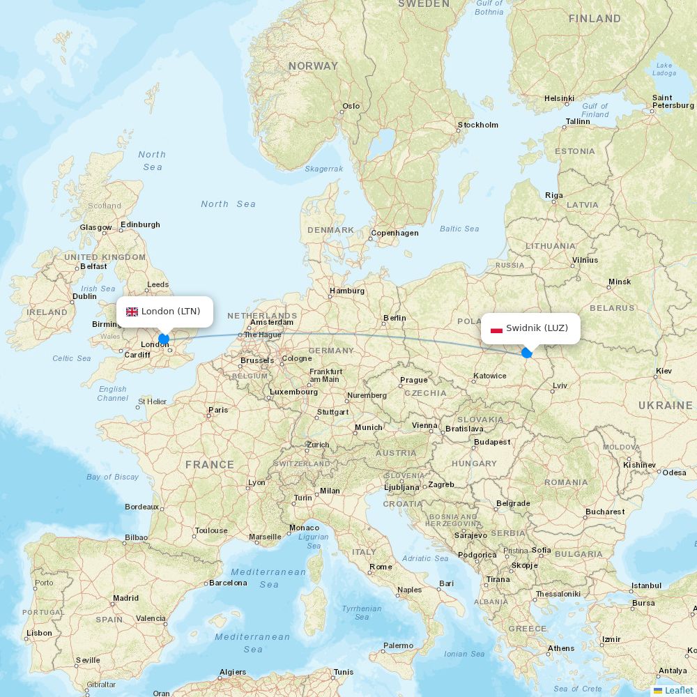 Wizz Air UK airline routes (W9) 2025, map - Flight Routes