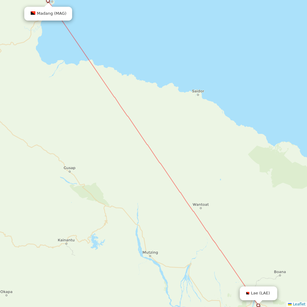 Air Niugini airline routes (PX) 2025, map - Flight Routes