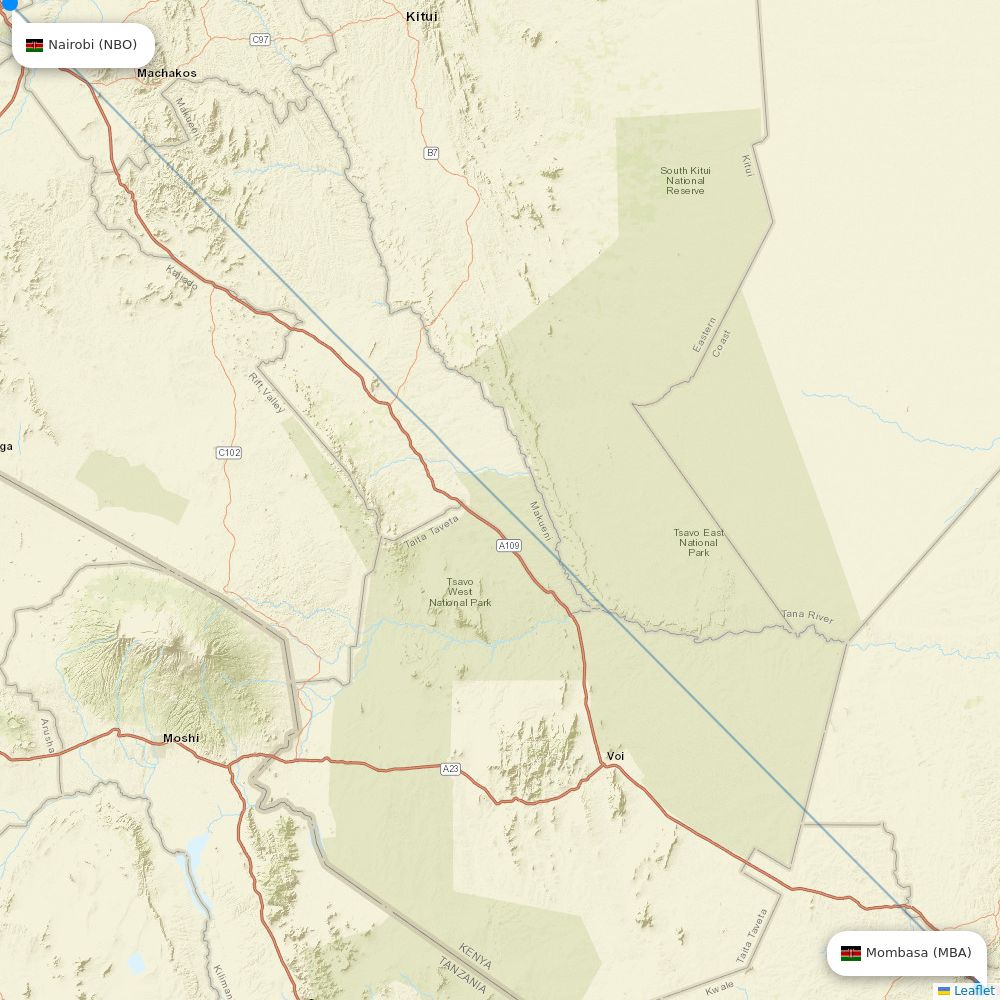 Kenya Airways airline routes (KQ) 2025, map - Flight Routes