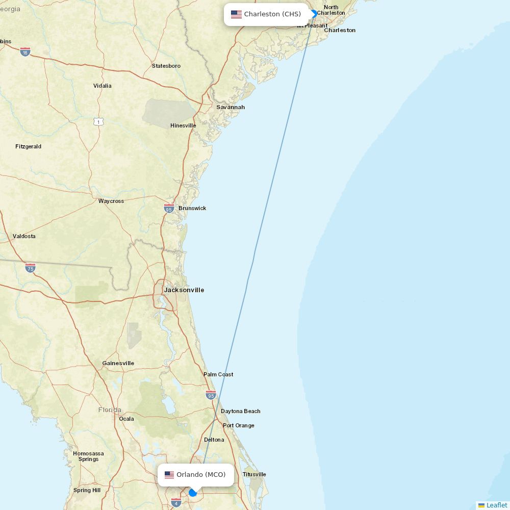 Breeze Airways airline routes (MX) 2025, map - Flight Routes