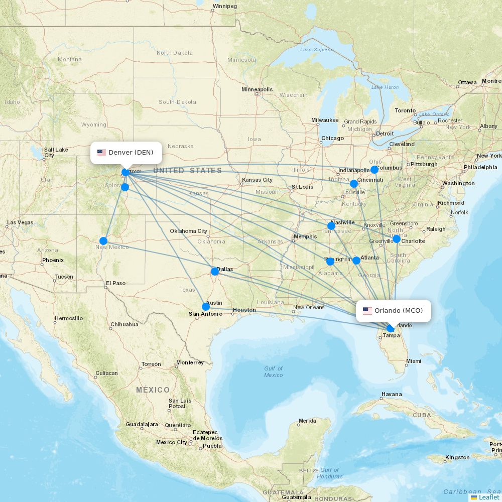 Frontier Airlines routes 2025 – map with all flights - Flight Routes