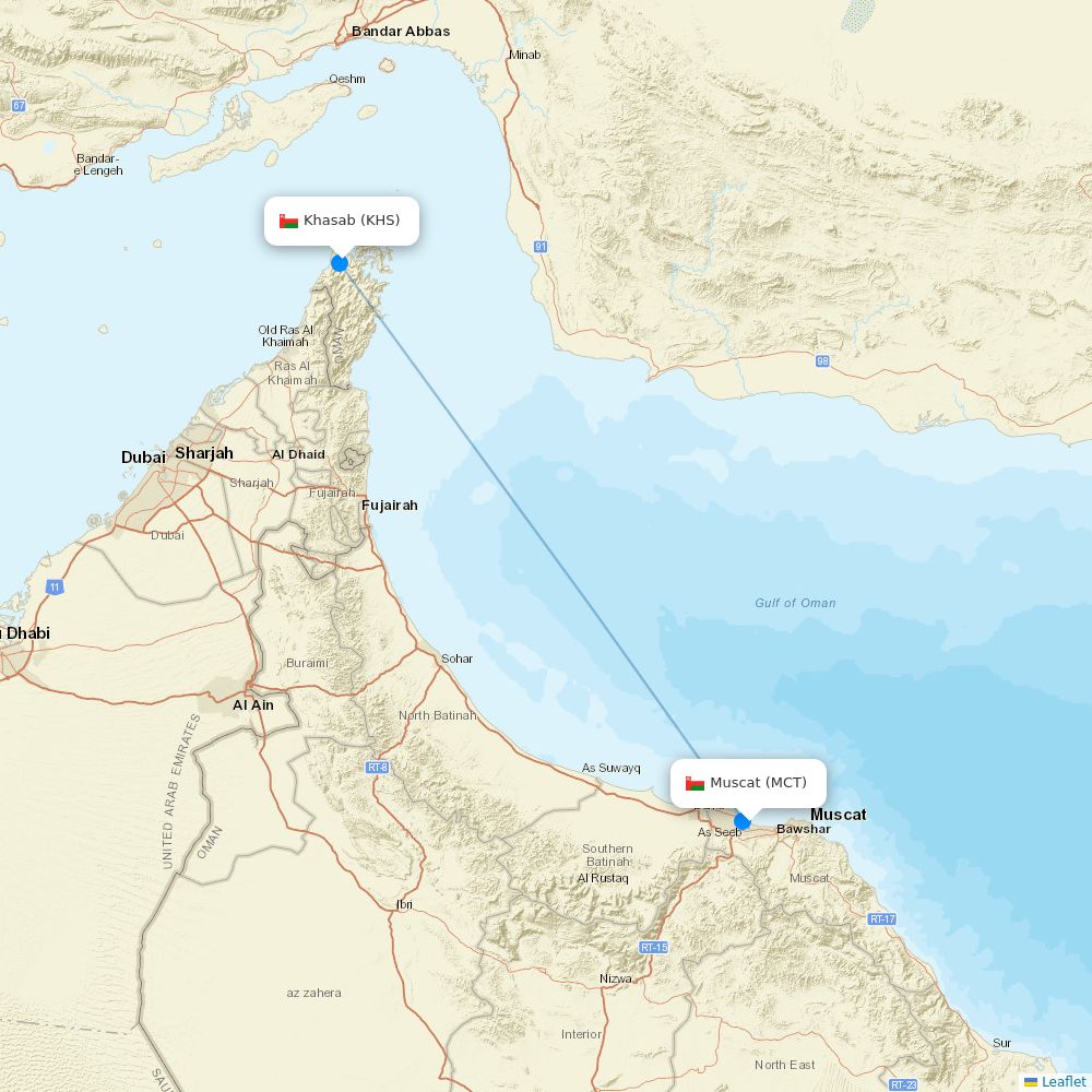 Oman Air airline routes (WY) 2025, map - Flight Routes