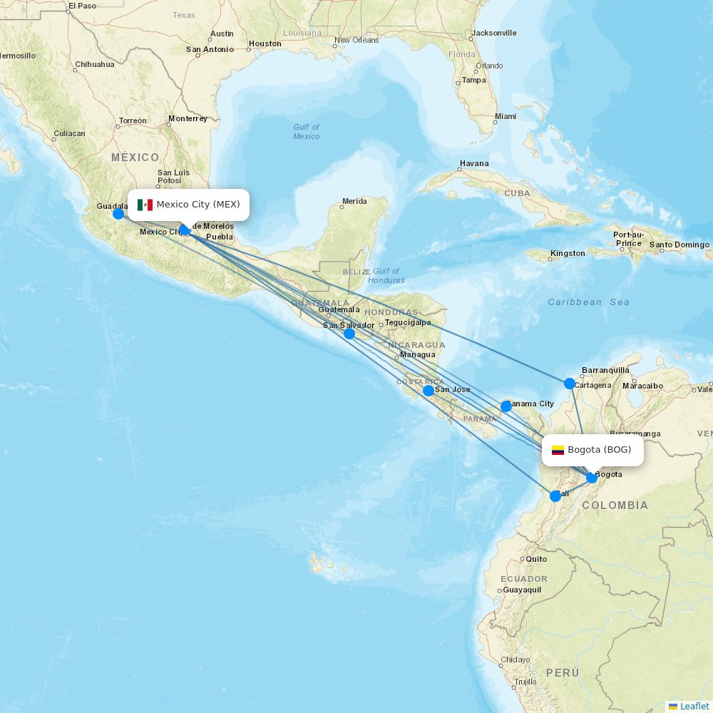 Avianca routes 2026 – interactive map with all flights - Flight Routes