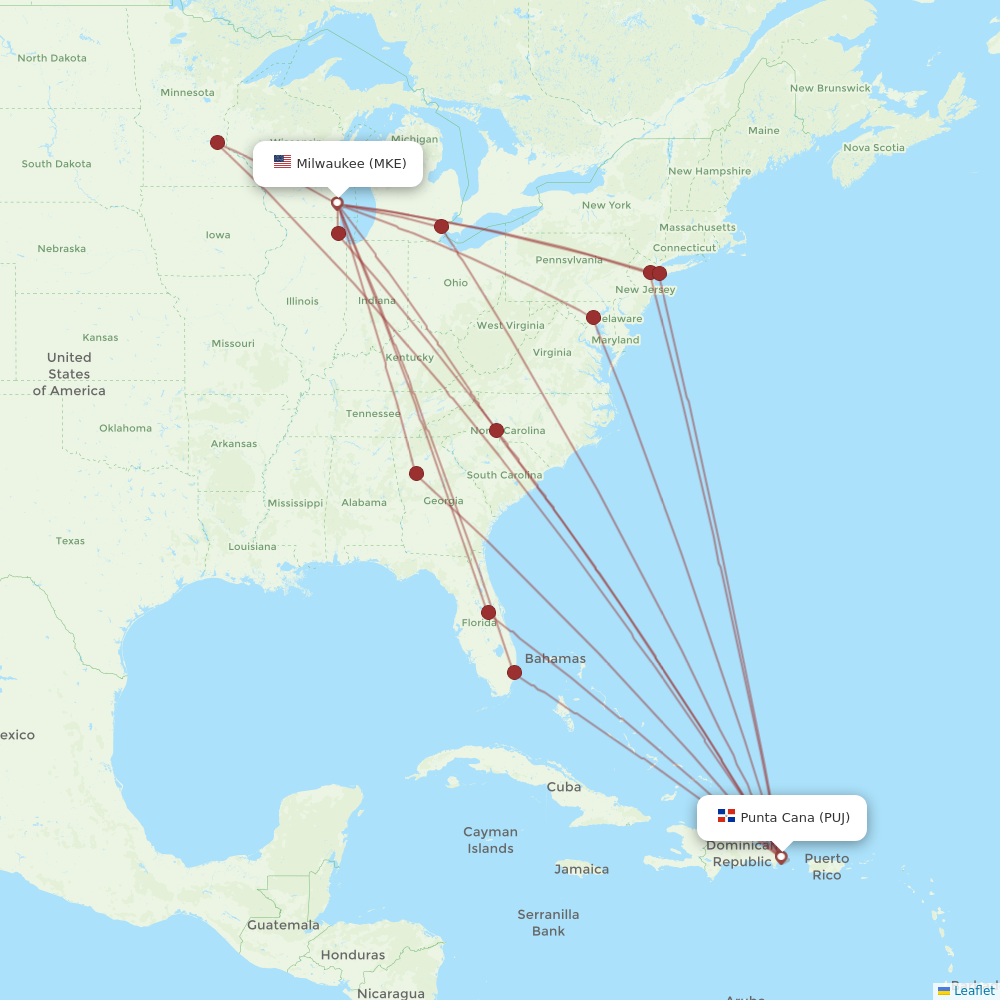 Sun Country Airlines routes (SY) 2025, map - Flight Routes