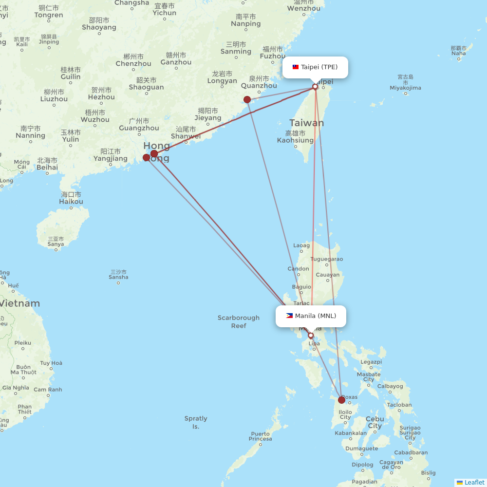 EVA Air airline routes (BR) 2025, map - Flight Routes