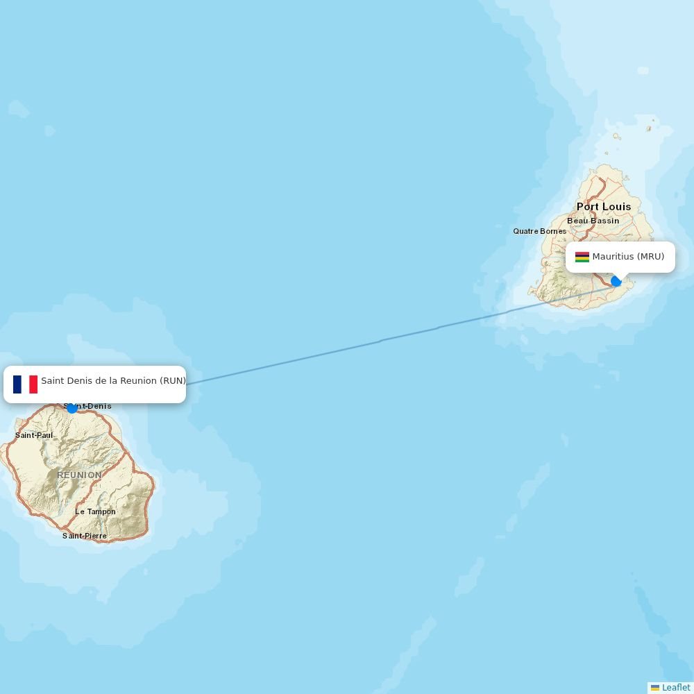 Air Mauritius airline routes (MK) 2026, map - Flight Routes