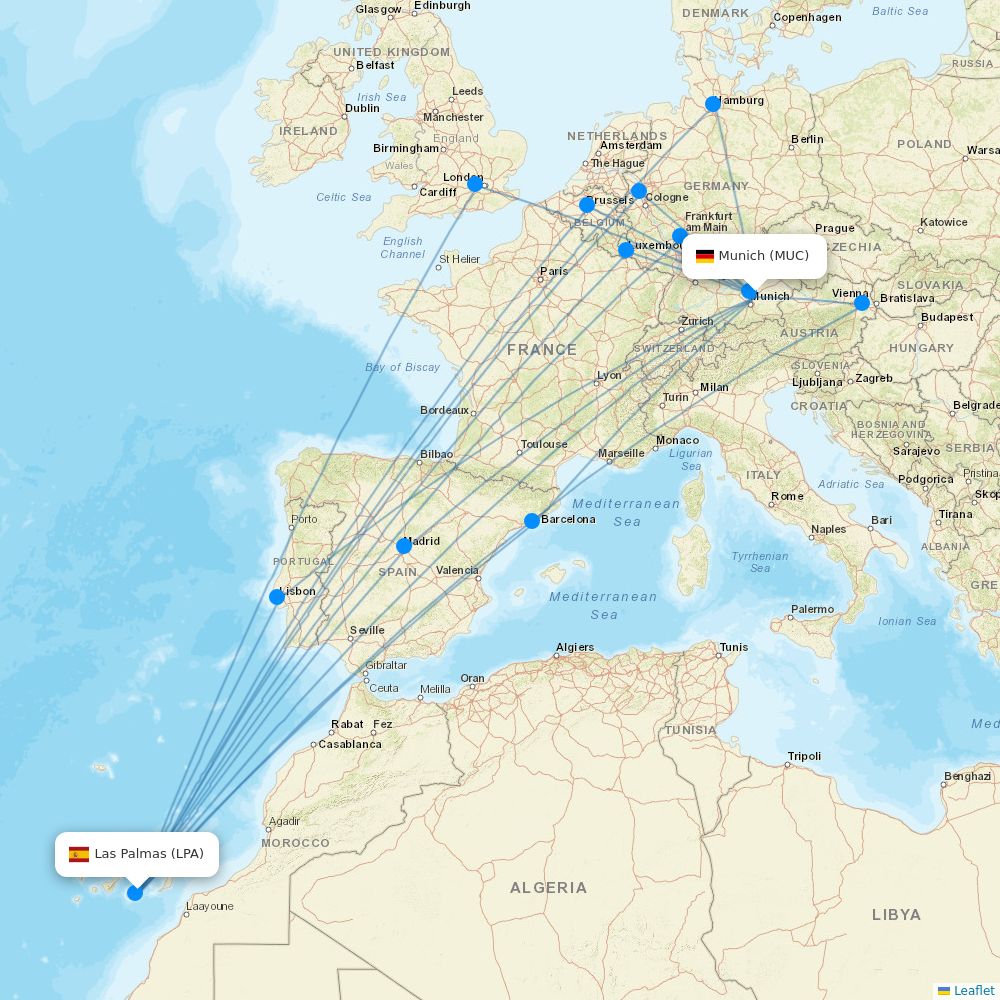 Discover Airlines routes (4Y) 2025, map - Flight Routes