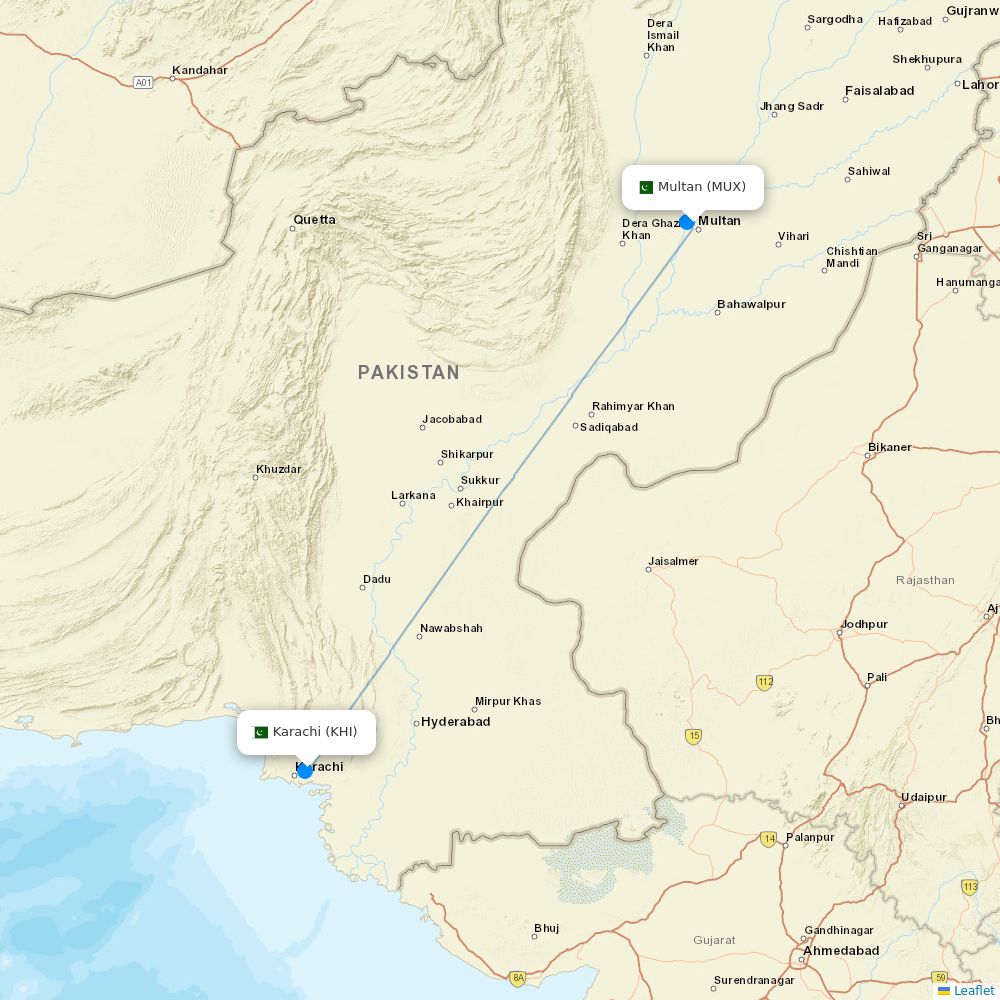 Pakistan International Airlines routes (PK) 2026, map - Flight Routes