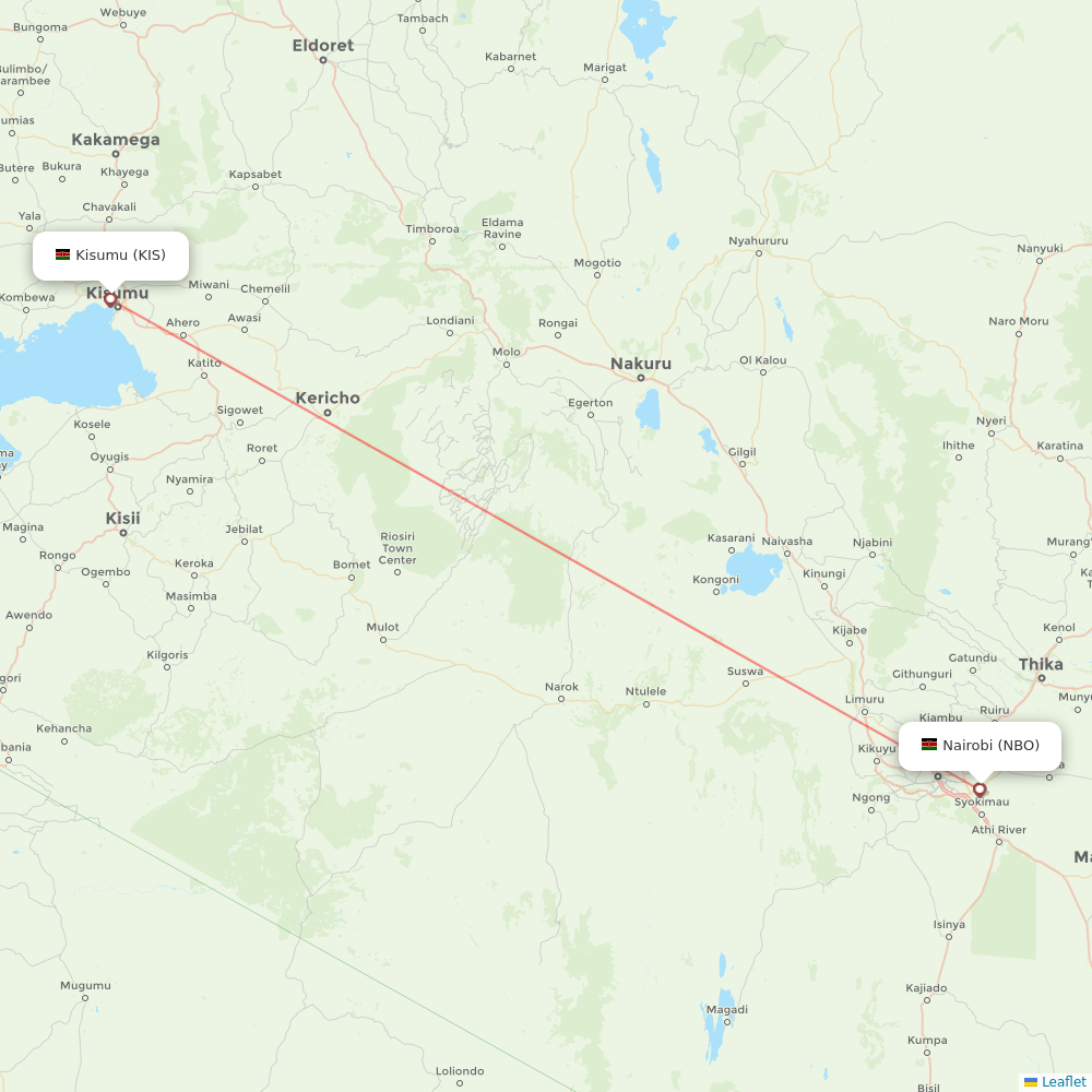 Kenya Airways airline routes (KQ) 2026, map - Flight Routes