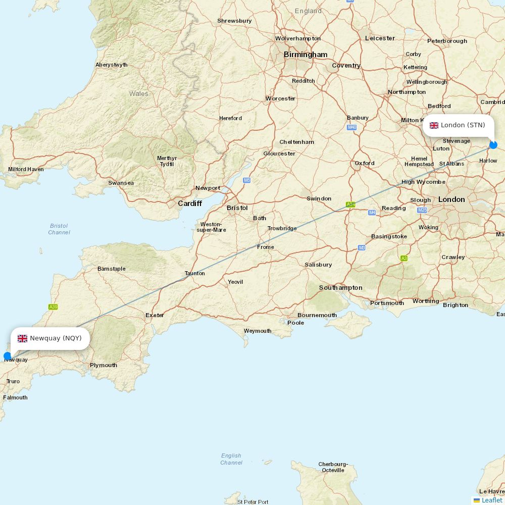 Ryanair UK airline routes (RK) 2025, map - Flight Routes