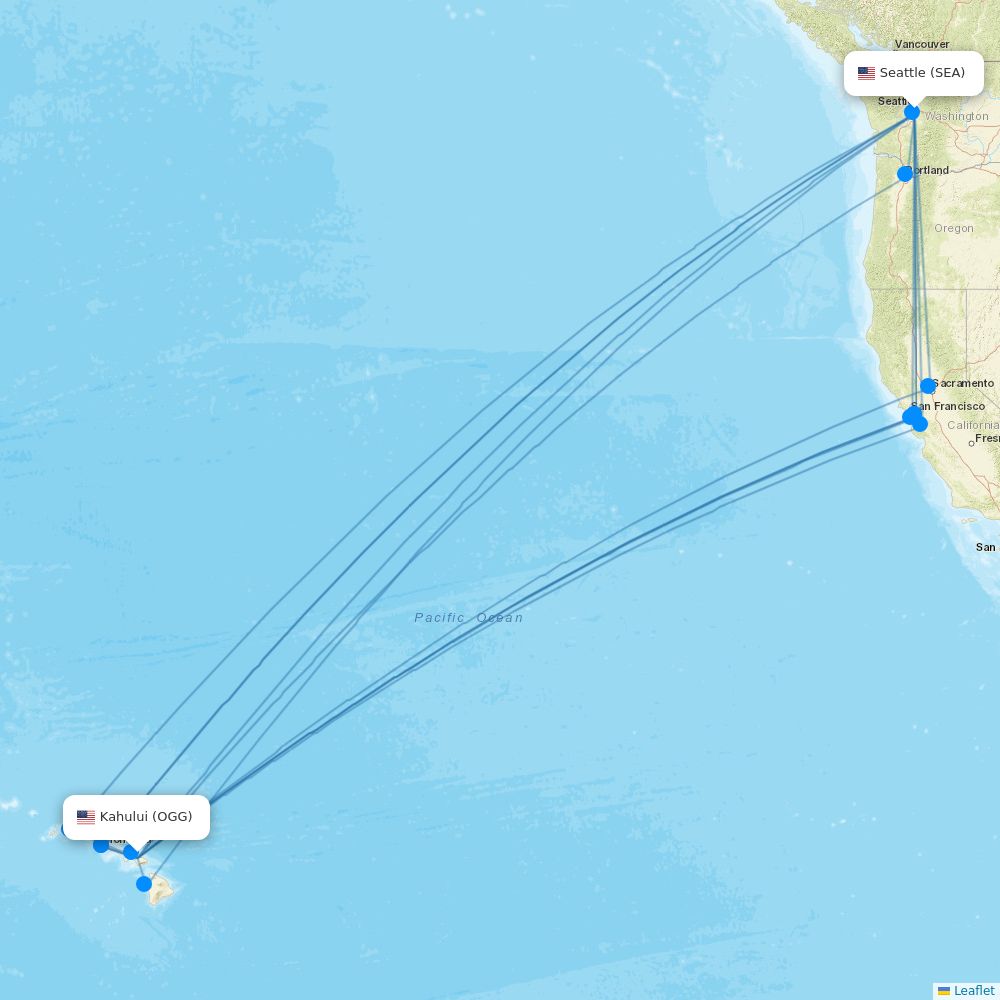 Hawaiian Airlines routes 2025 – map with all flights - Flight Routes