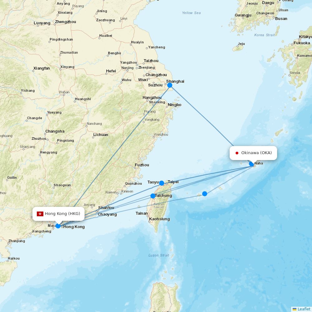 HK Express airline routes (UO) 2026, map - Flight Routes