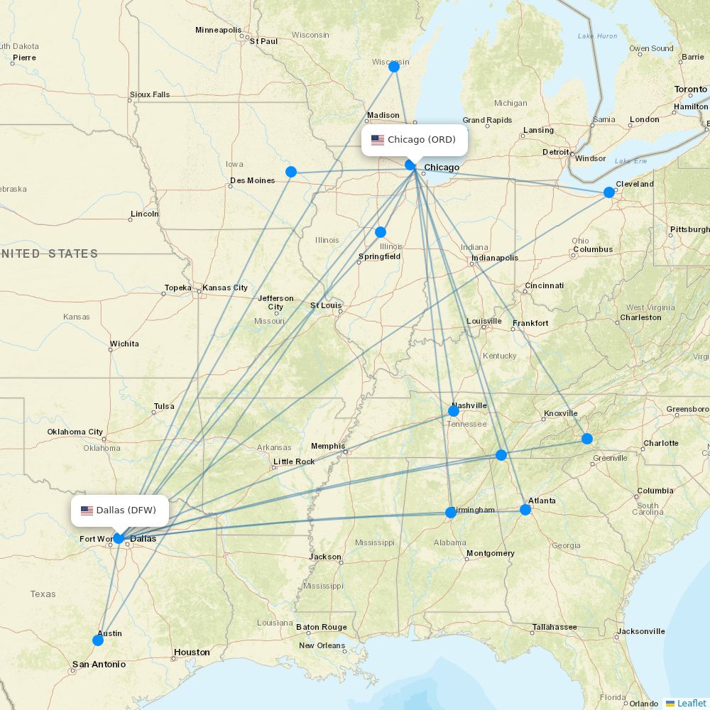 American Airlines routes 2025 – map with all flights - Flight Routes