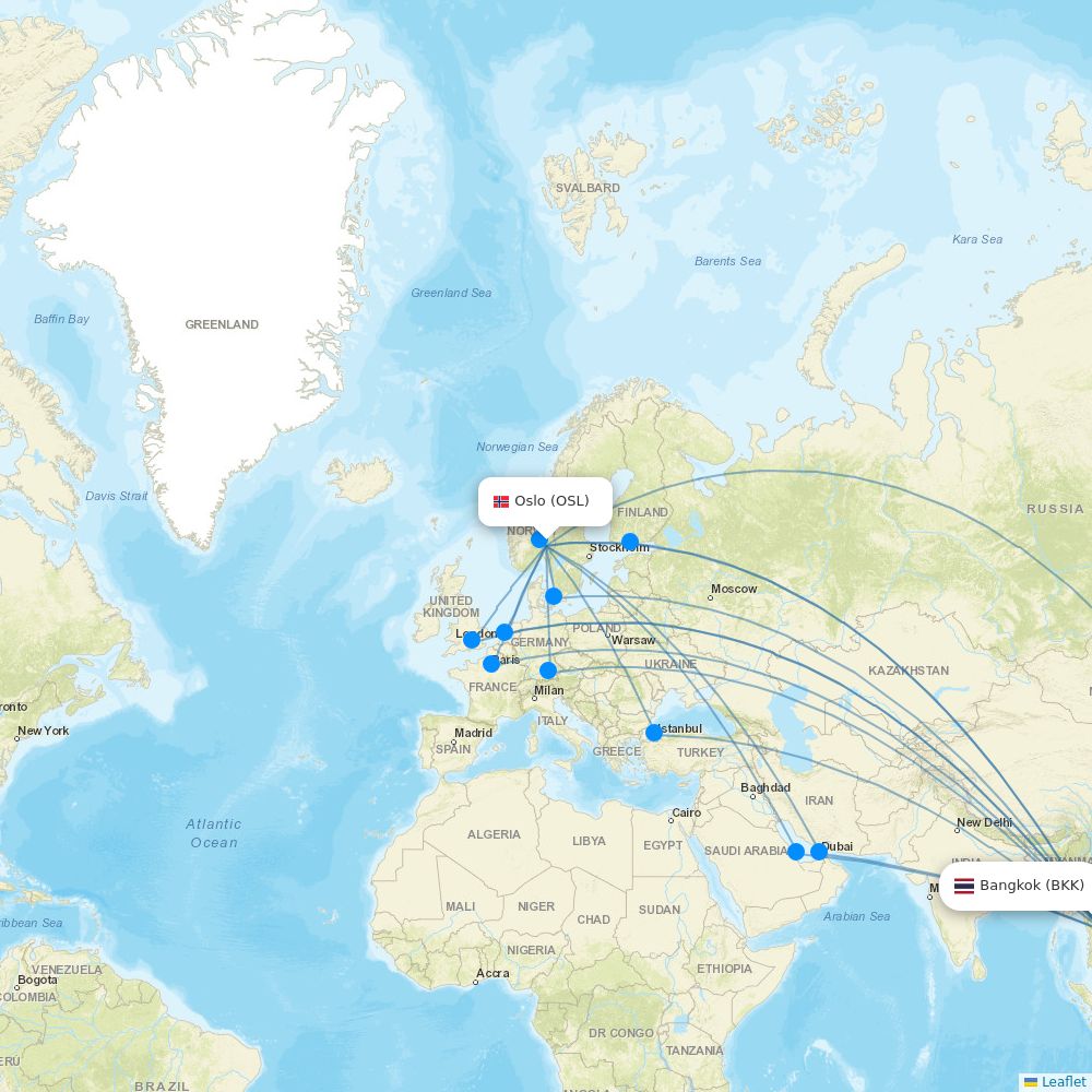 Norse Atlantic Airways airline routes (N0) 2025, map - Flight Routes