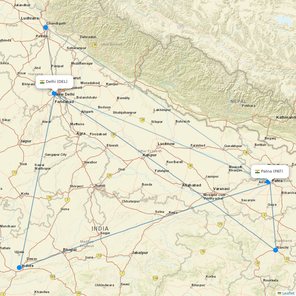 IndiGo routes 2025 – interactive map with all flights - Flight Routes