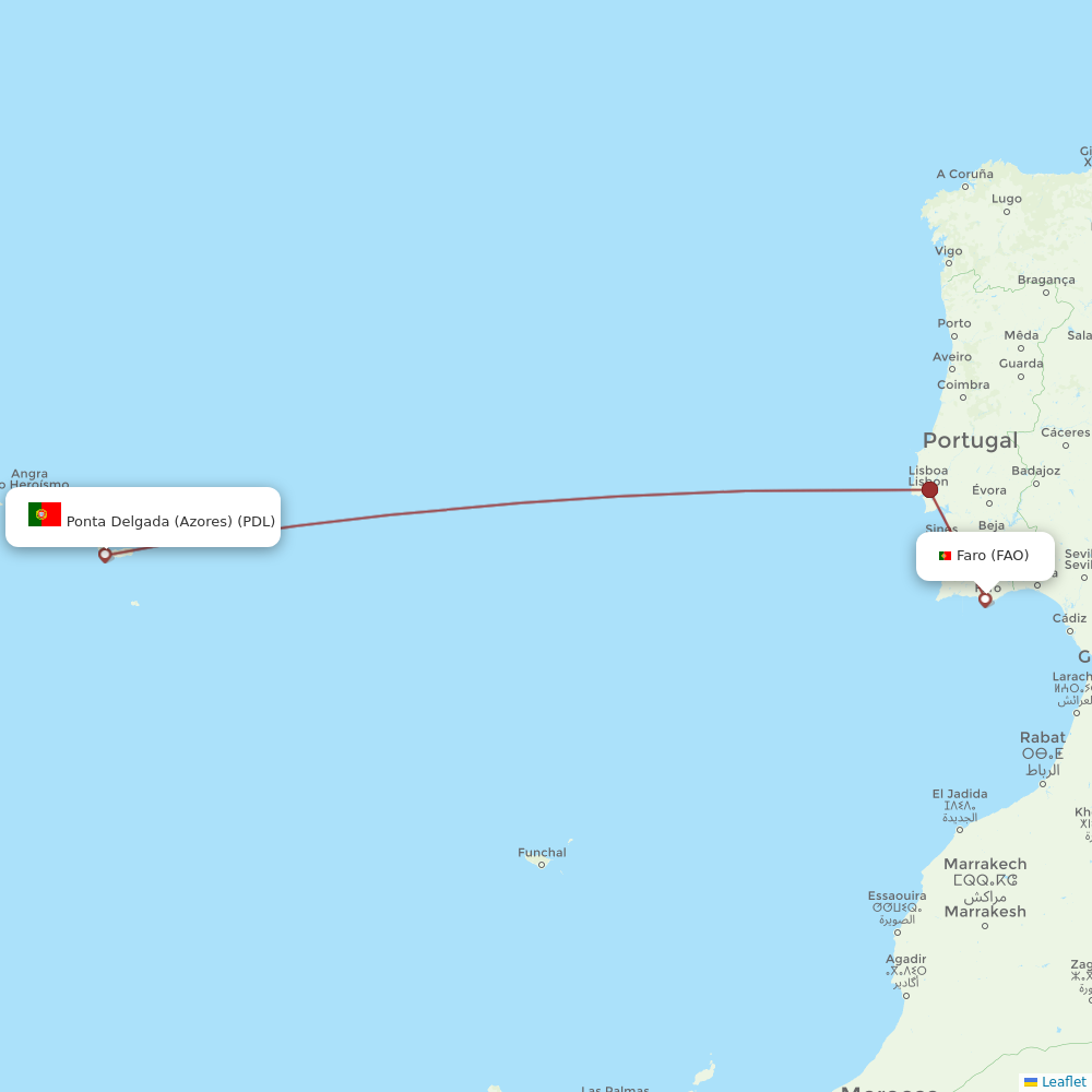 Azores Airlines routes (S4) 2026, map - Flight Routes