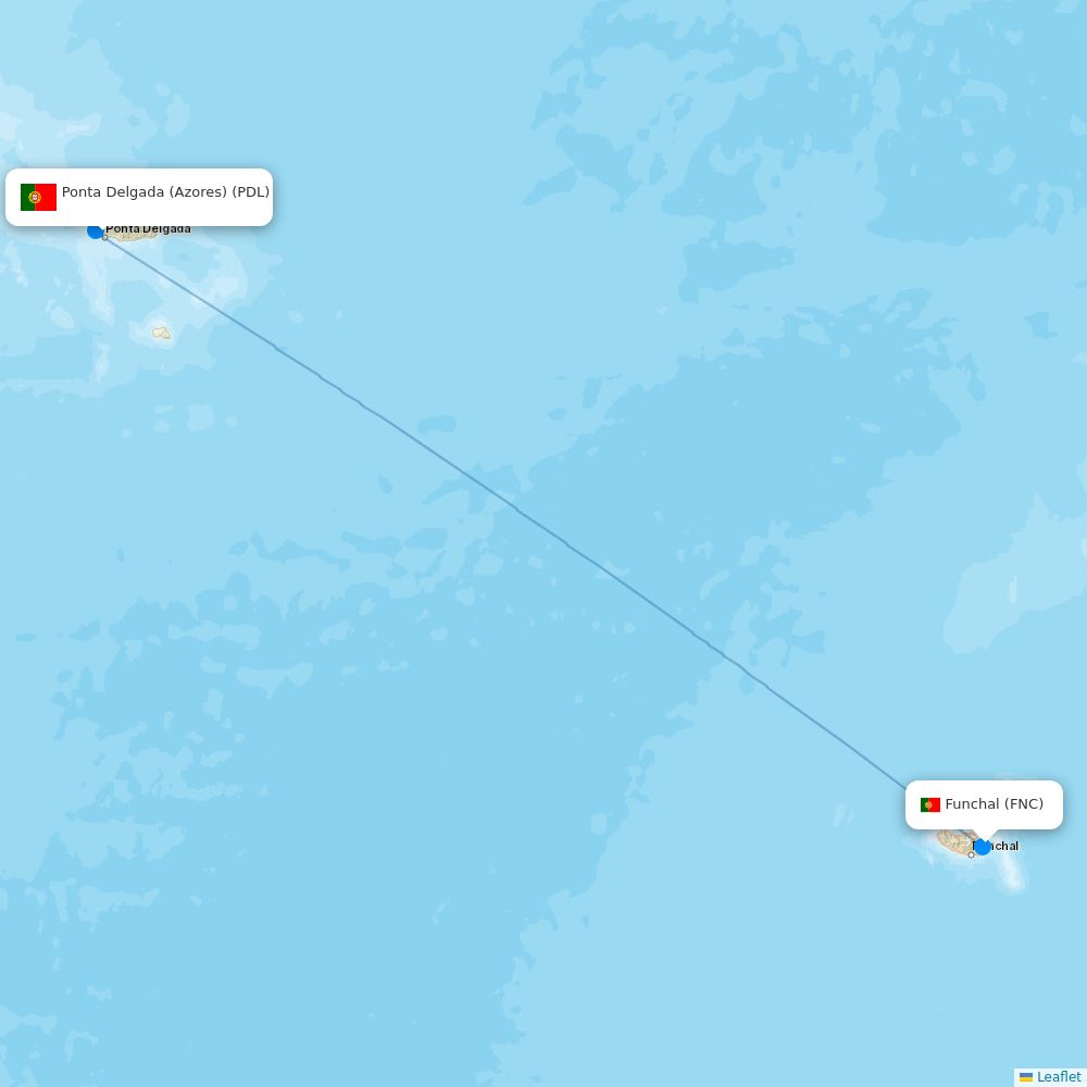Azores Airlines routes (S4) 2026, map - Flight Routes