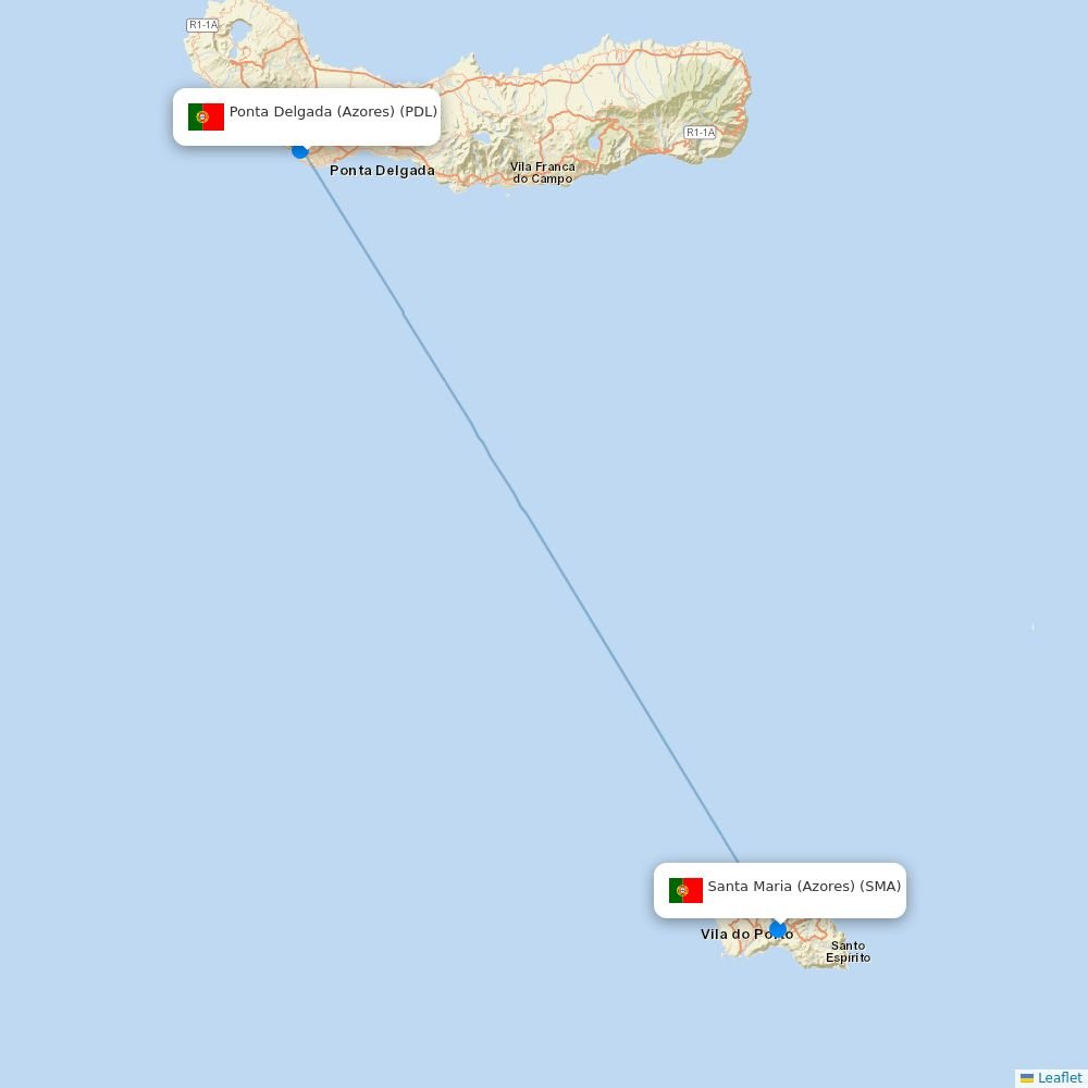 Azores Airlines routes (S4) 2026, map - Flight Routes