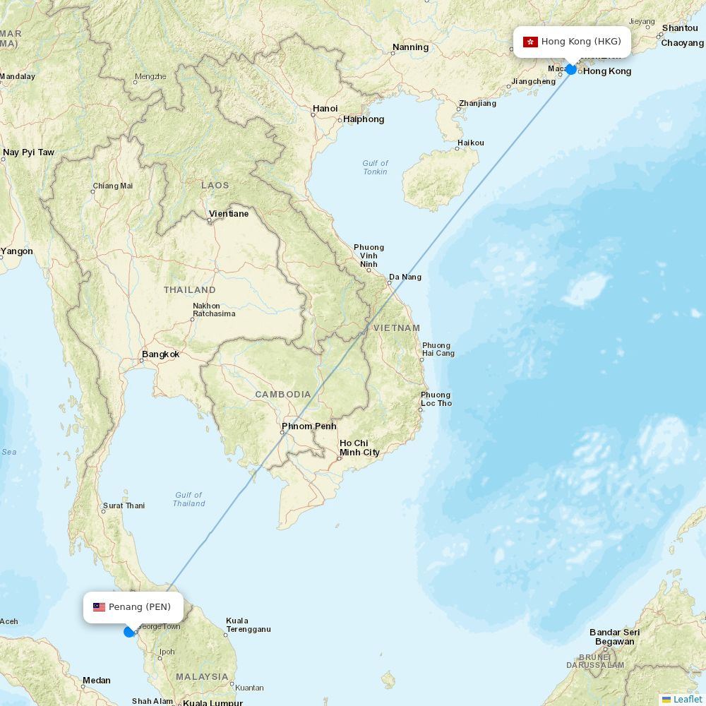 HK Express airline routes (UO) 2026, map - Flight Routes