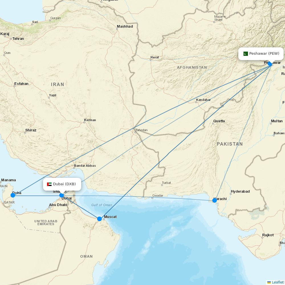 Pakistan International Airlines routes (PK) 2026, map - Flight Routes