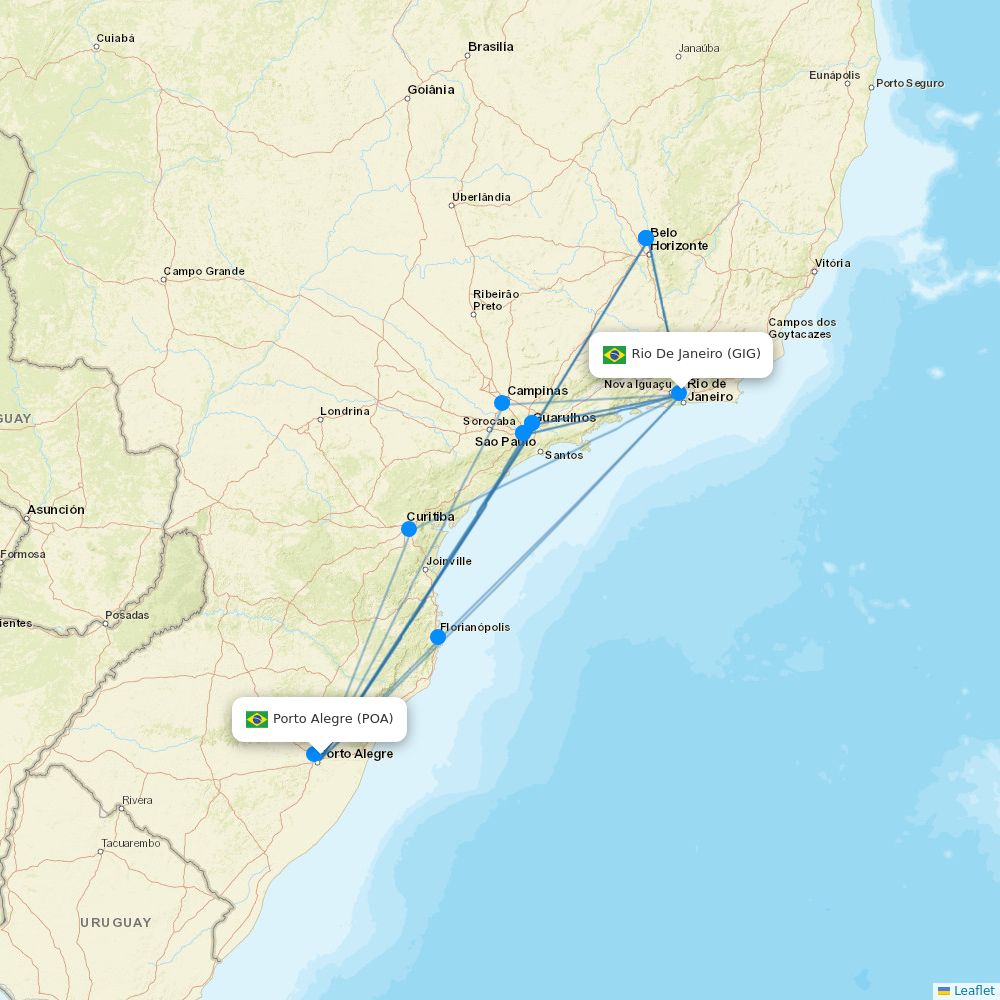 Gol routes 2025 – interactive map with all flights - Flight Routes