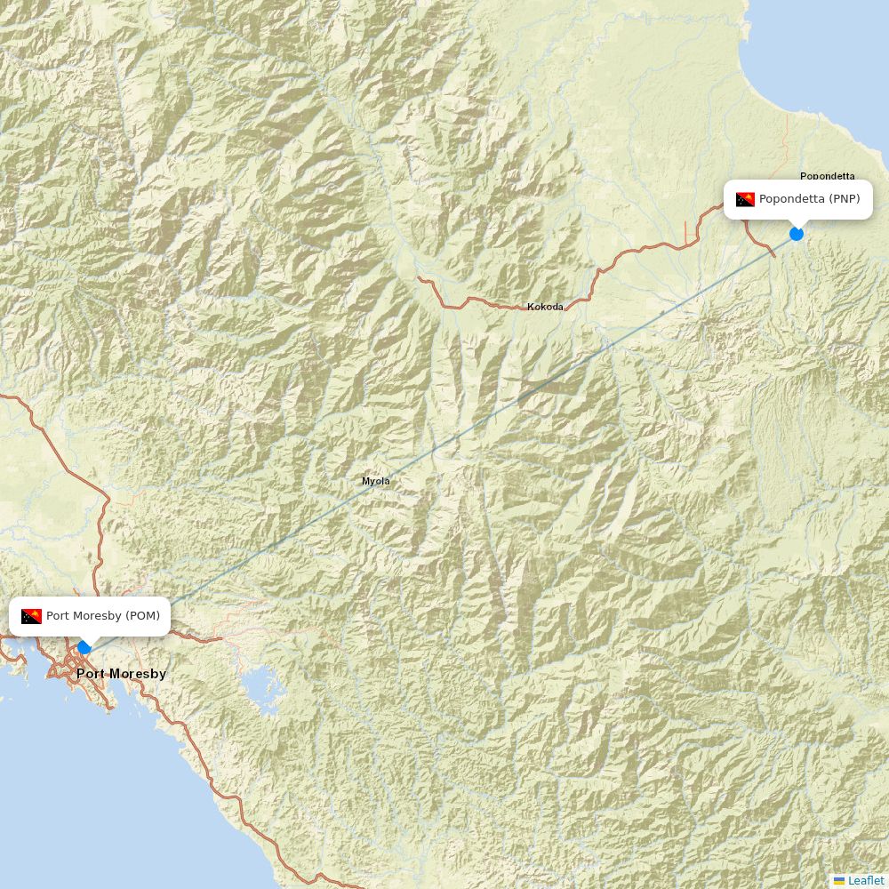 Air Niugini airline routes (PX) 2025, map - Flight Routes