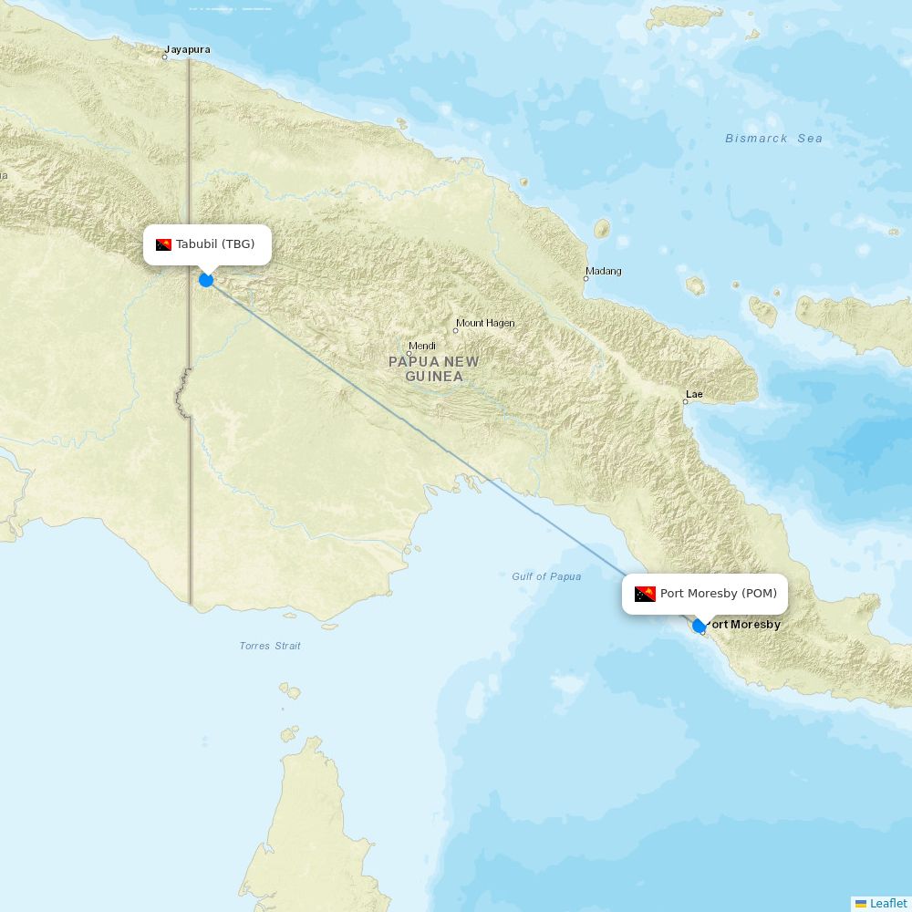 Air Niugini airline routes (PX) 2025, map - Flight Routes