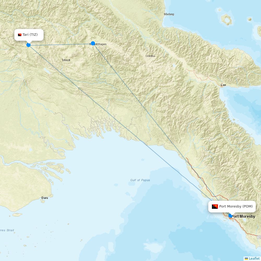 Air Niugini airline routes (PX) 2025, map - Flight Routes