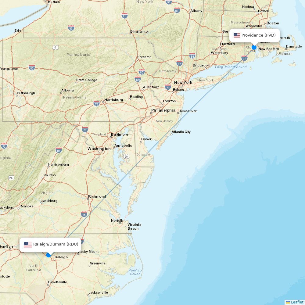Breeze Airways airline routes (MX) 2025, map - Flight Routes