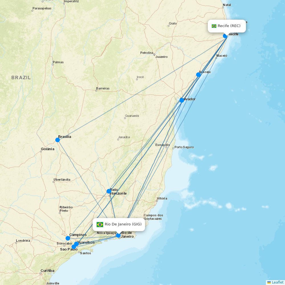 Gol routes 2025 – interactive map with all flights - Flight Routes