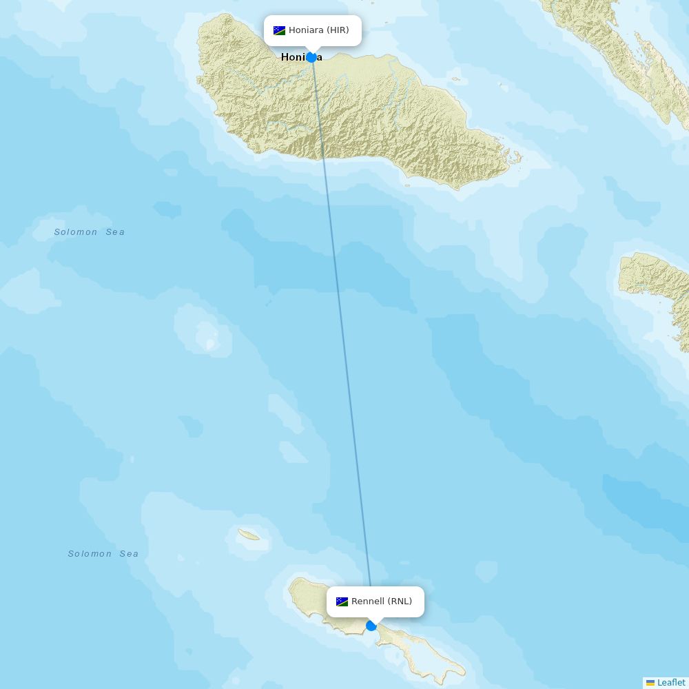 Solomon Airlines routes (IE) 2025, map - Flight Routes