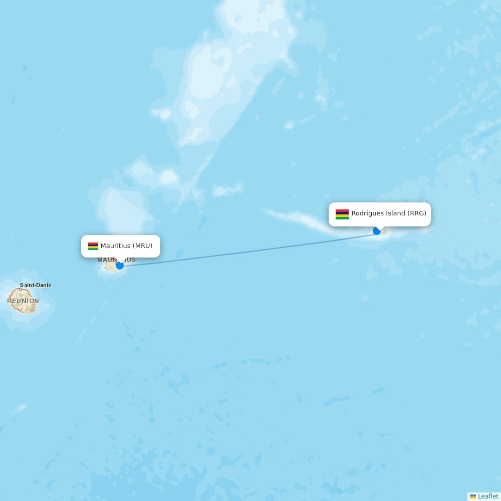 Air Mauritius airline routes (MK) 2026, map - Flight Routes