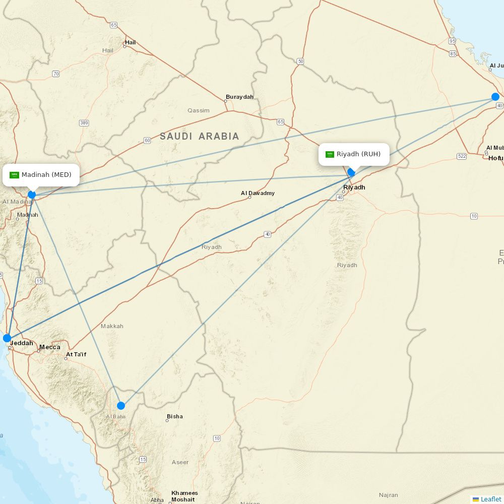 Saudia routes 2025 – interactive map with all flights - Flight Routes