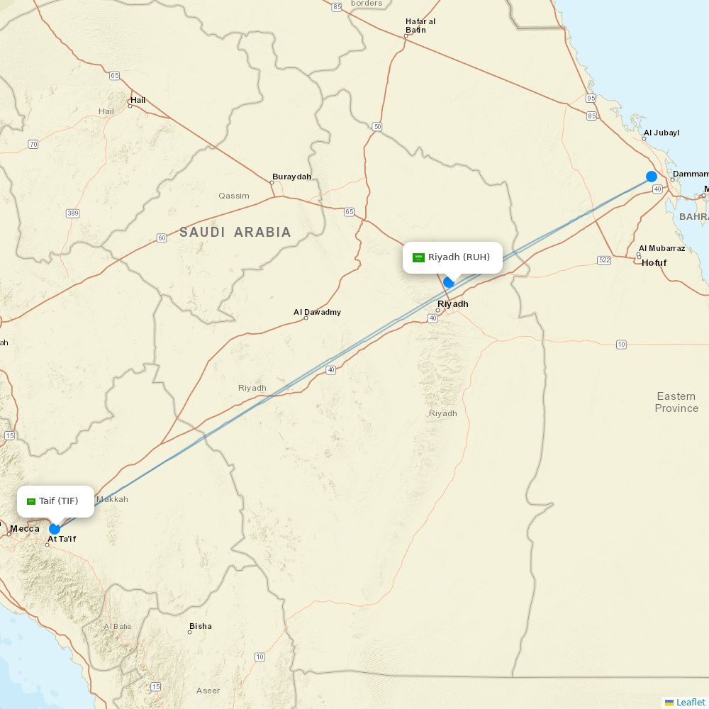 Flynas airline routes (XY) 2025, map - Flight Routes