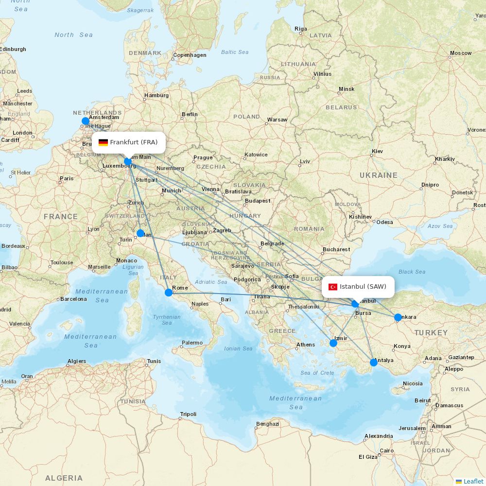 Pegasus Airlines routes 2025 – map with all flights - Flight Routes