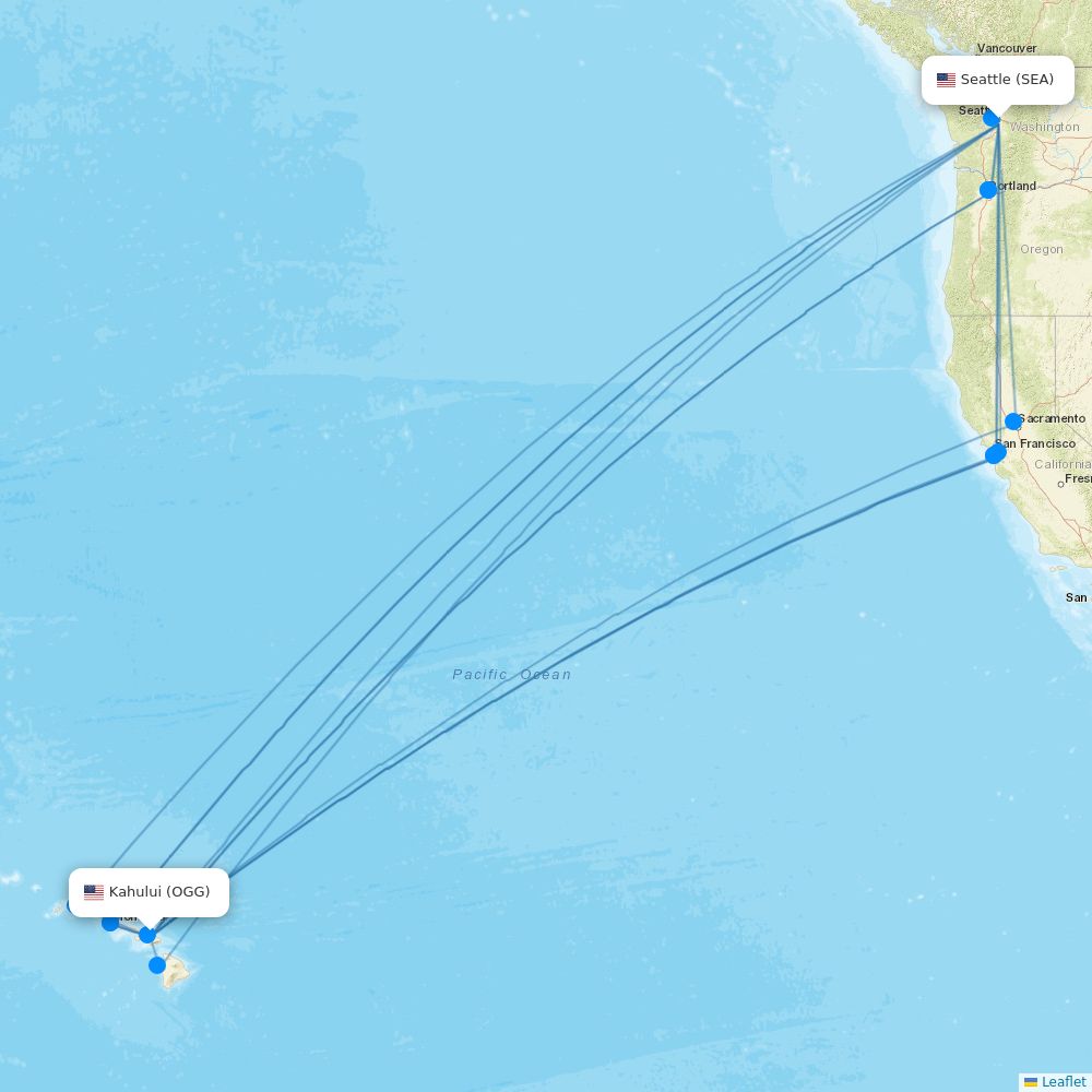 Hawaiian Airlines routes 2025 – map with all flights - Flight Routes