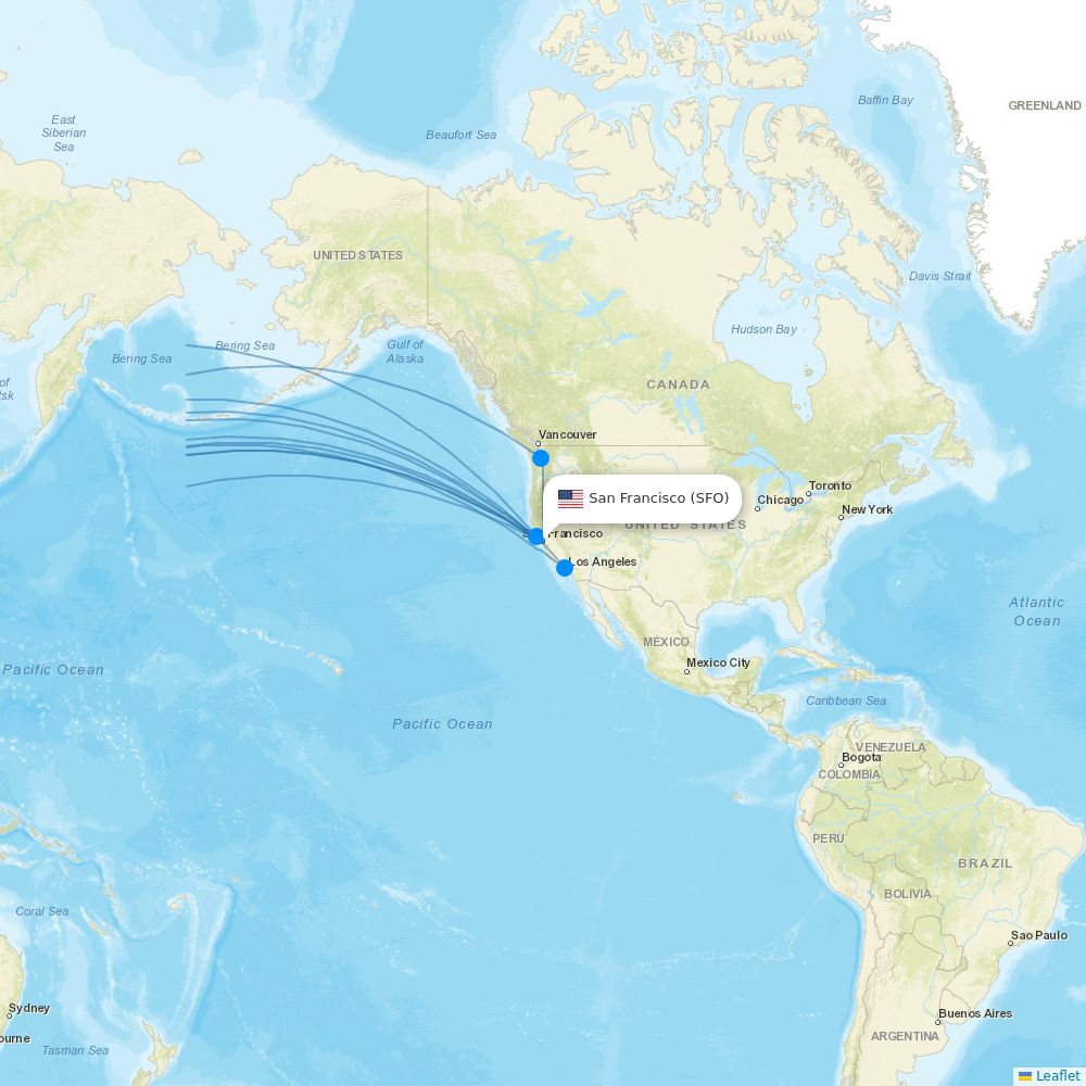 EVA Air airline routes (BR) - map - Flight Routes
